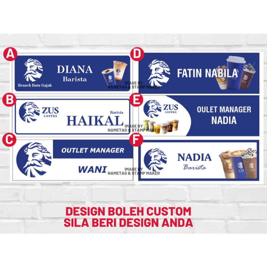 NAMETAG ZUS COFFEE ARCYLIC SAIZ 75X25MM | Shopee Malaysia