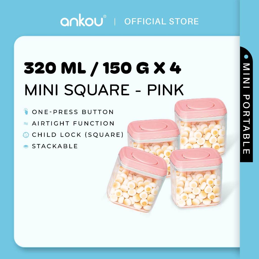 ANKOU Bekas Mini Susu & Snek Bayi Kedap Udara Segi Empat 4 in 1 (320ml ...