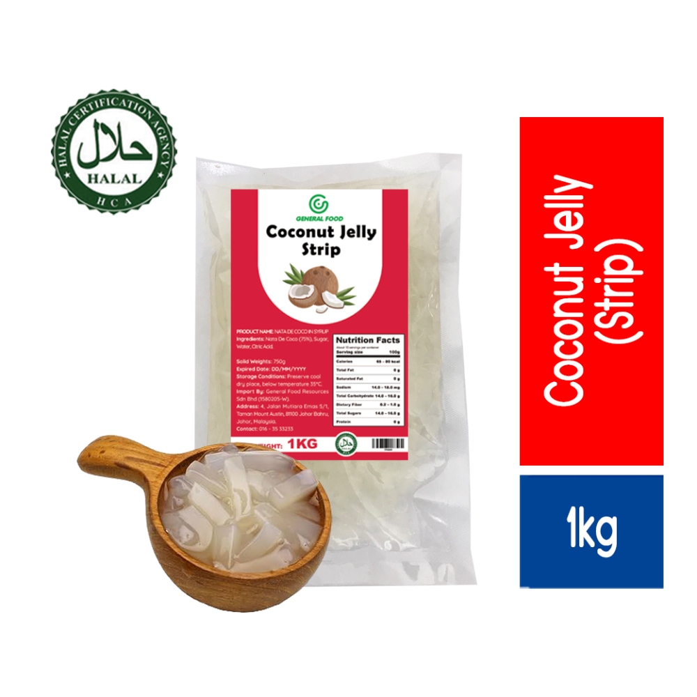 Nata de Coco / Coconut Jelly (Strip) - 1KG | 原味椰果 长条 四方颗粒 | 吸管可以吸起来 ...
