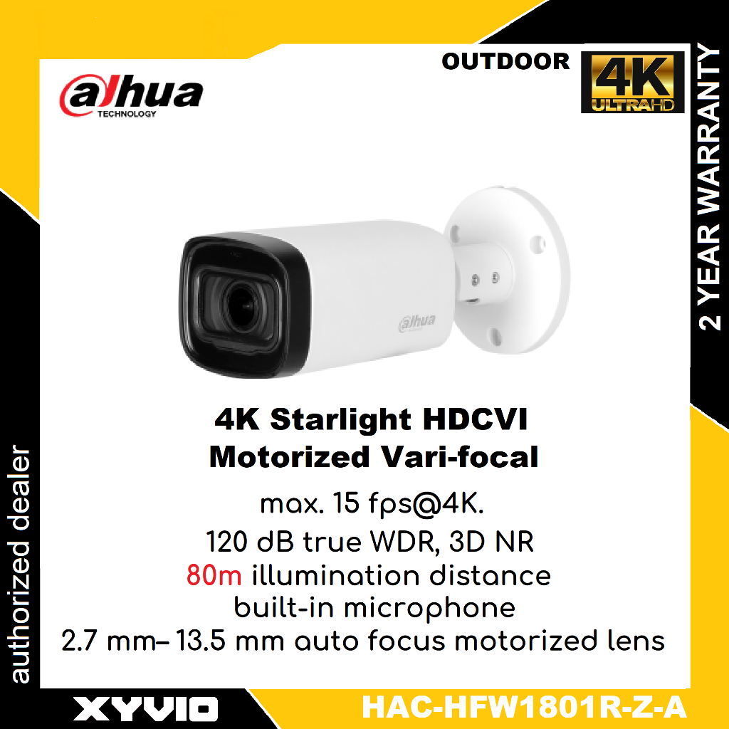 NEW MODEL!!! DAHUA HAC-HFW1801R-Z-A 4K Starlight HDCVI Motorized Vari-focal IR Bullet Camera ...