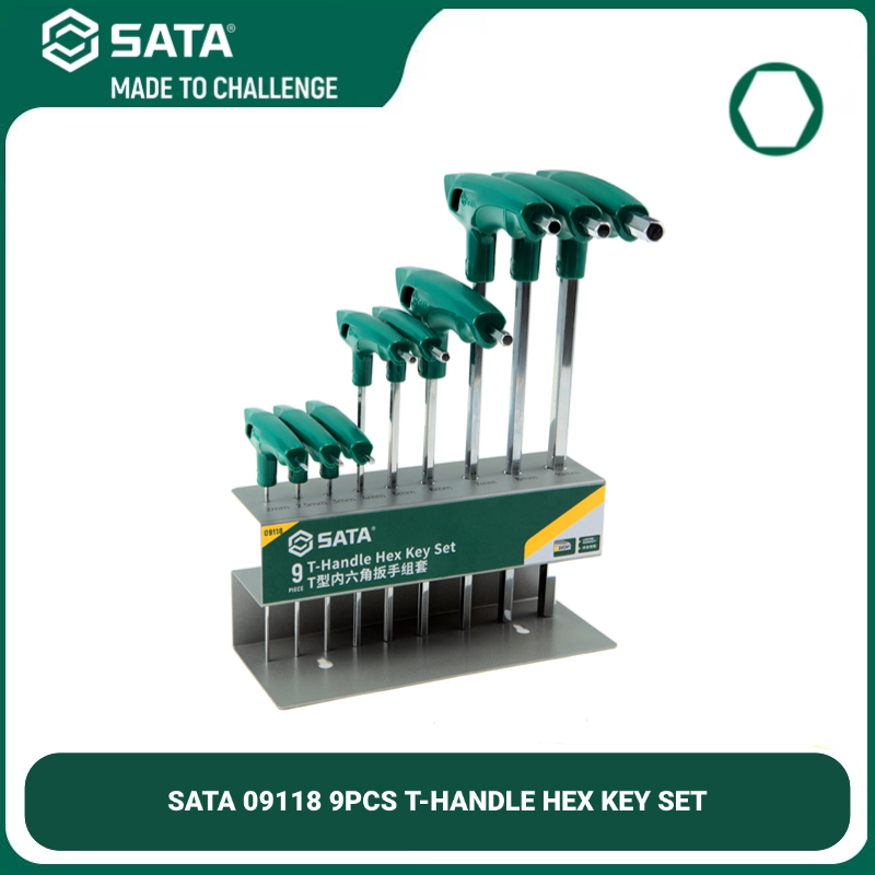 SATA 09118 9PCS T-HANDLE HEX KEY SET 2MM 2.5MM 3MM 4MM 5MM 6MM 7MM 8MM ...