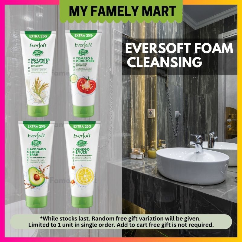 EVERSOFT Ginkgo Avocado Tomato Oat Milk Rice Water Facial Cleanser Foam ...