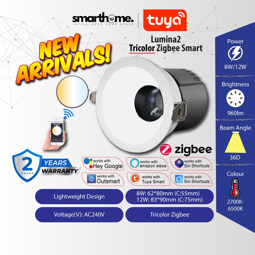 (NEW ARRIVAL) Tuya Lumina2 Tricolor Zigbee (2700K-4000K) Smart LED ...