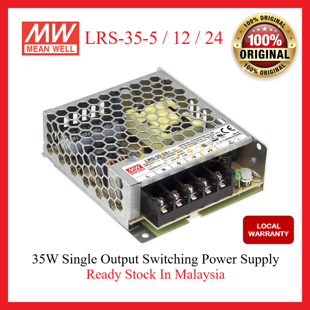 Mean Well LRS-35-24 LRS-35-12 LRS-35-5 power supply 35W, 24V/1.5A, 12V/3A, 5V/7A | Shopee Malaysia