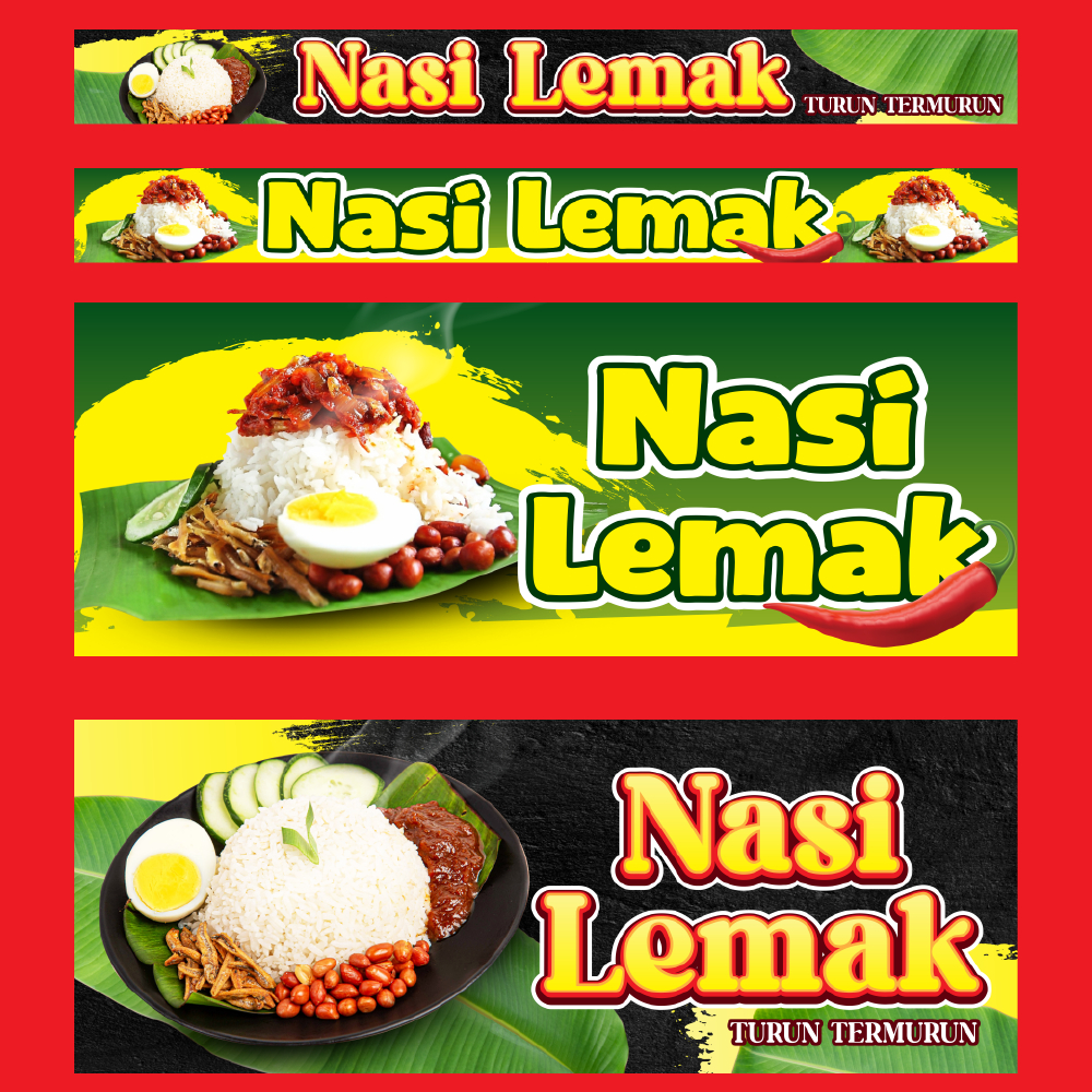 Banner Bunting Nasi Lemak Tepi Jalan, Gerai Nasi Lemak, Peniaga Nasi ...