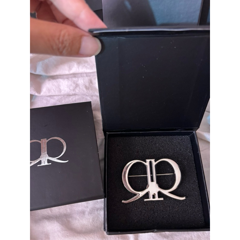 RR Signature Brooch Metal Pin Steel Silver with box New original Silver ...