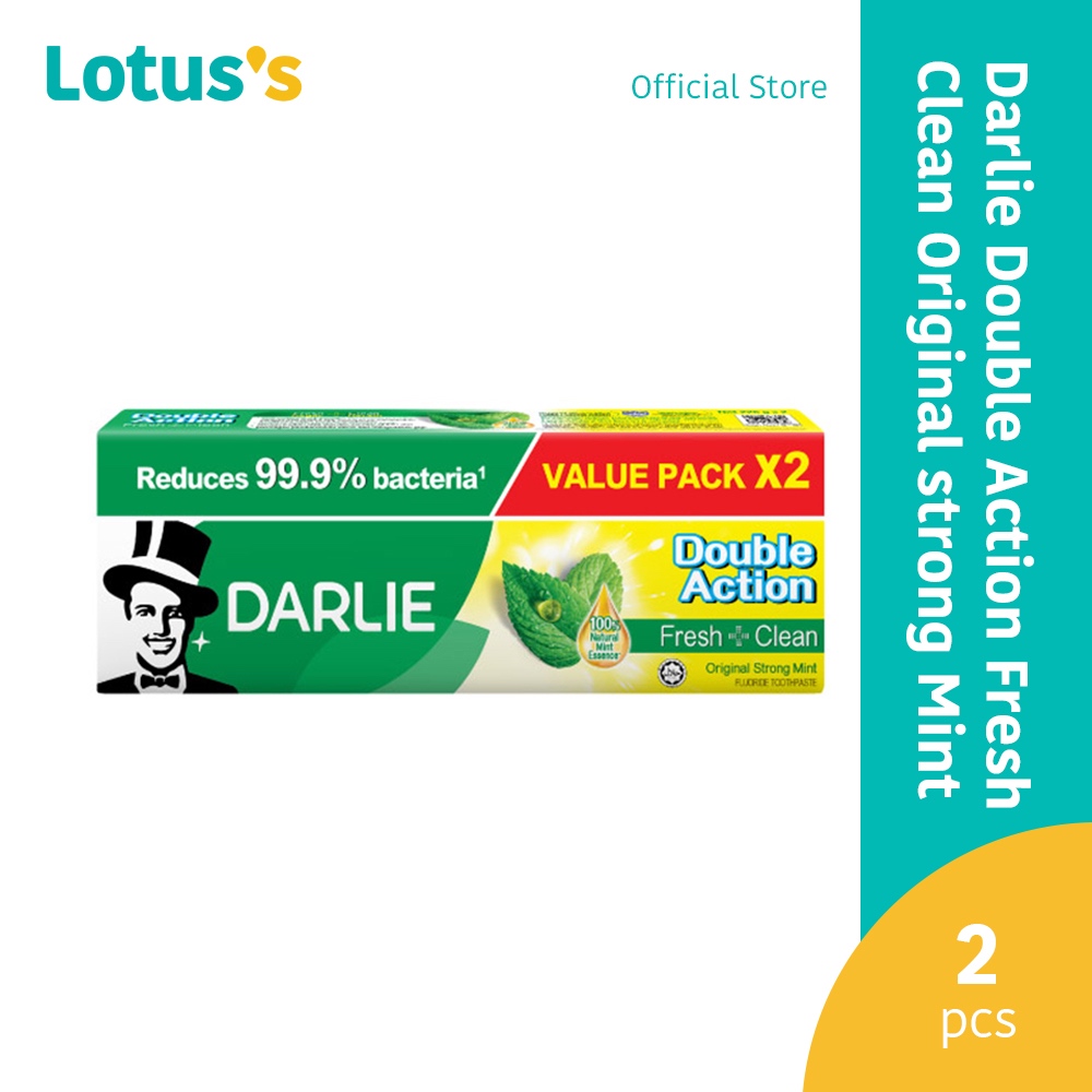 Darlie Double Action Fresh Clean Original Strong Mint Fluoride Toothpaste (225G X 2) | Shopee ...