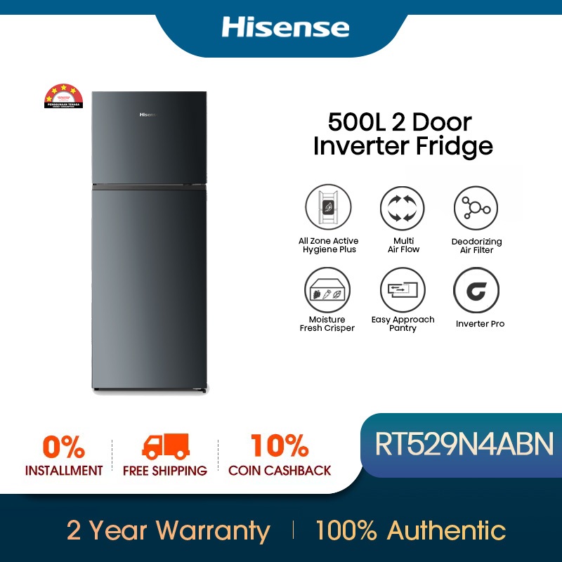 [NEW] Hisense 500L 2 Door Inverter Refrigerator Black 4 Star Energy ...