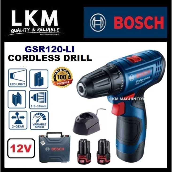 BOSCH GSR120-LI (GEN 2) PROFESSIONAL CORDLESS DRILL / DRIVER (GSR120LI ...