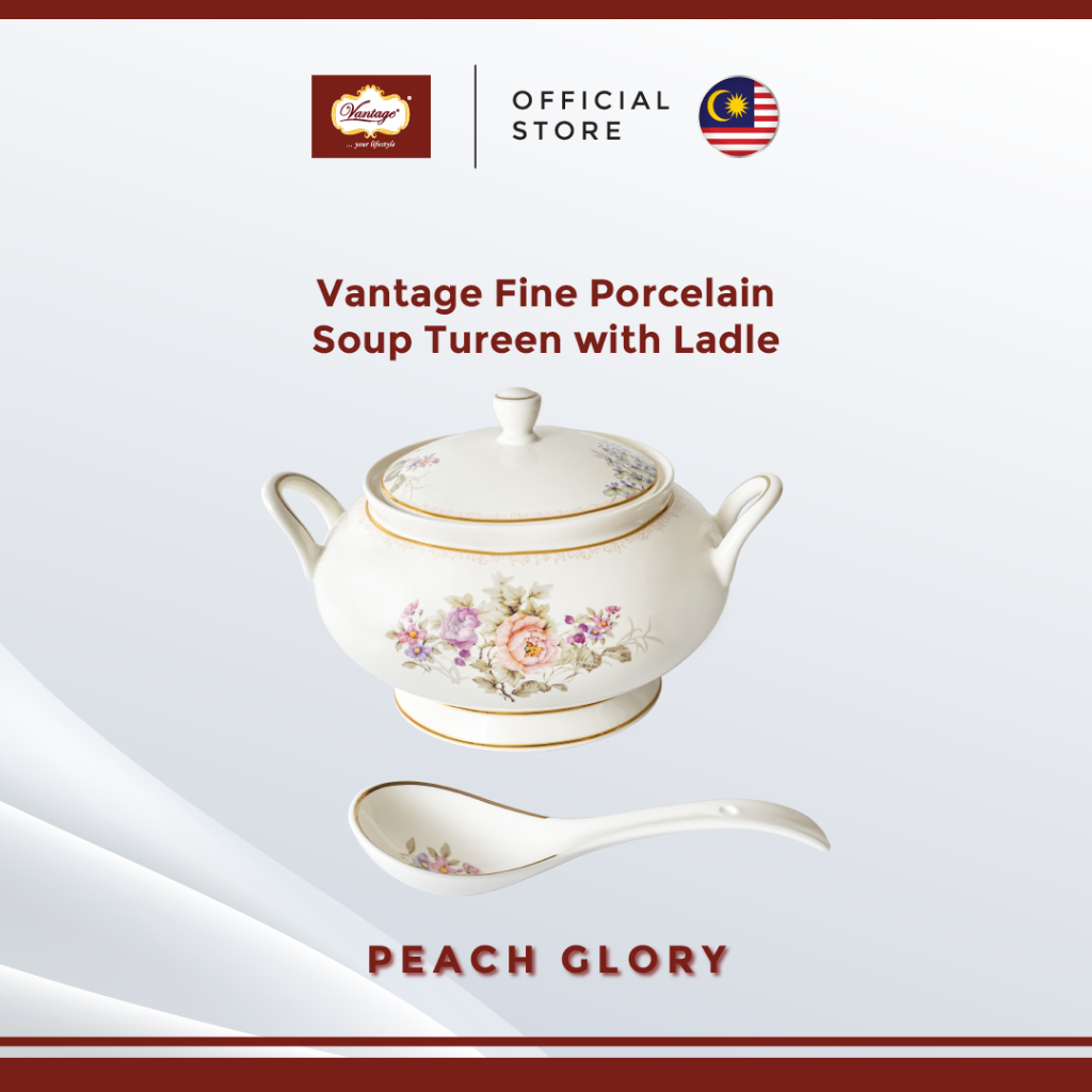 Vantage Fine Porcelain Peach Glory Soup Tureen With Ladle | Shopee Malaysia