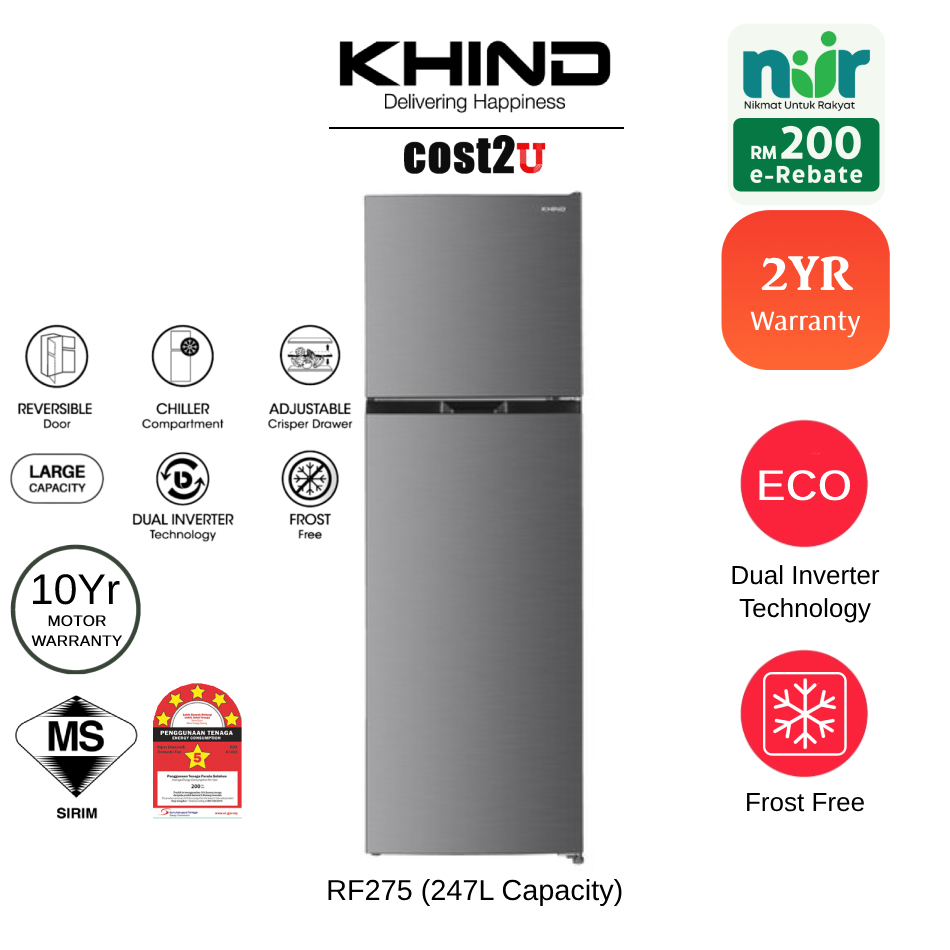 [NUR] KHIND 247L/334L Top Mount Freezer Large Capacity Refrigerator ...