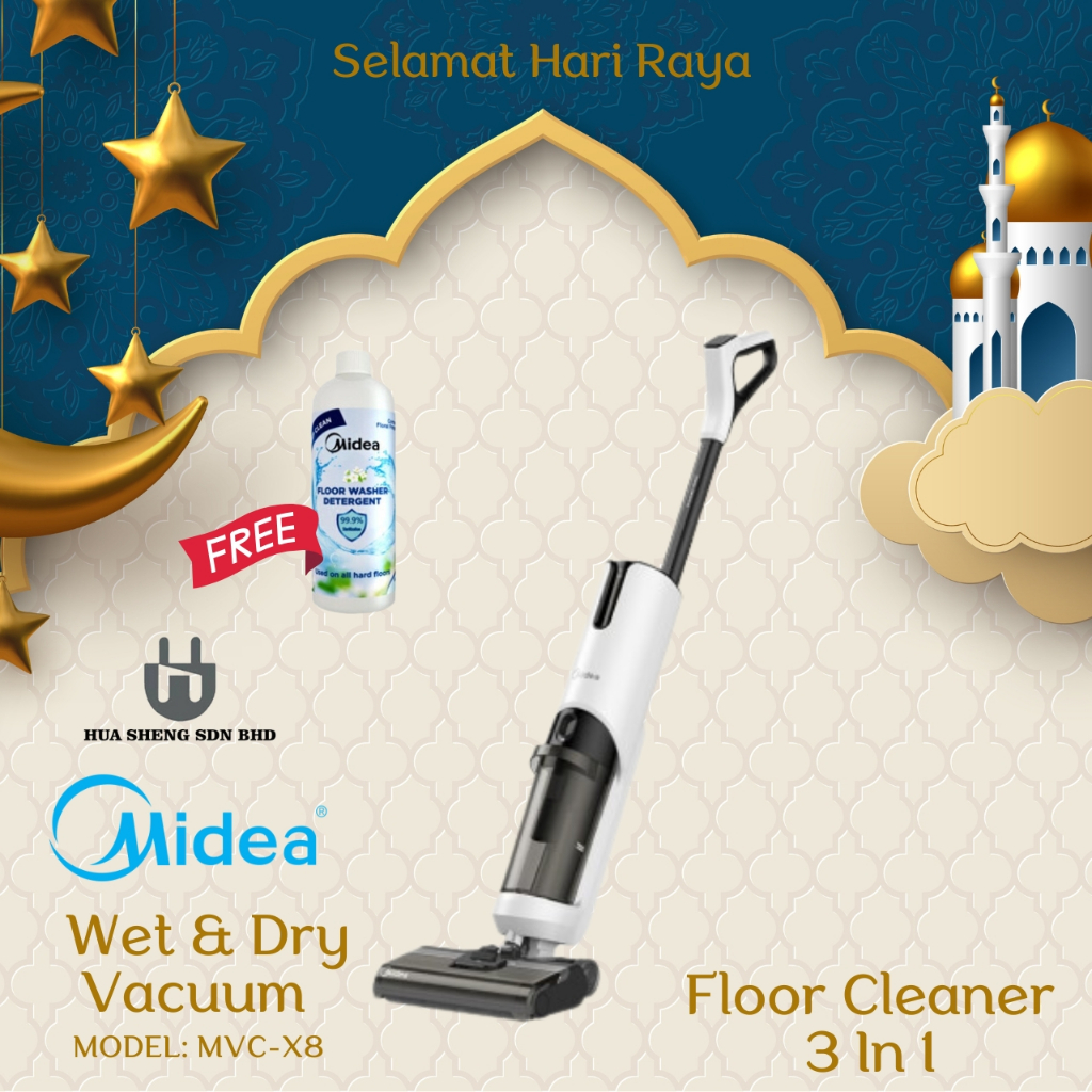 Midea MVC-X8 Floor Cleaner 3 In 1 / Wet & Dry Cordless Vacuum Cleaner ...