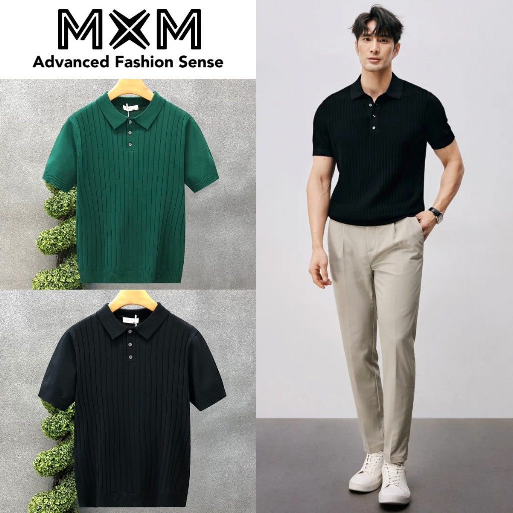 MXM Men's Knitted Polo Shirt Short Sleeved Amikaji Summer Top For Men ...