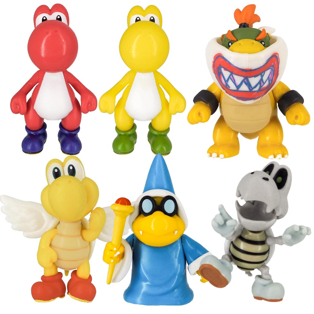 Super Mario Figure Collection Yoshi/Bowser Jr./Dry Bones/Kamek/Para-Goomba Japan Figure Sanei ...