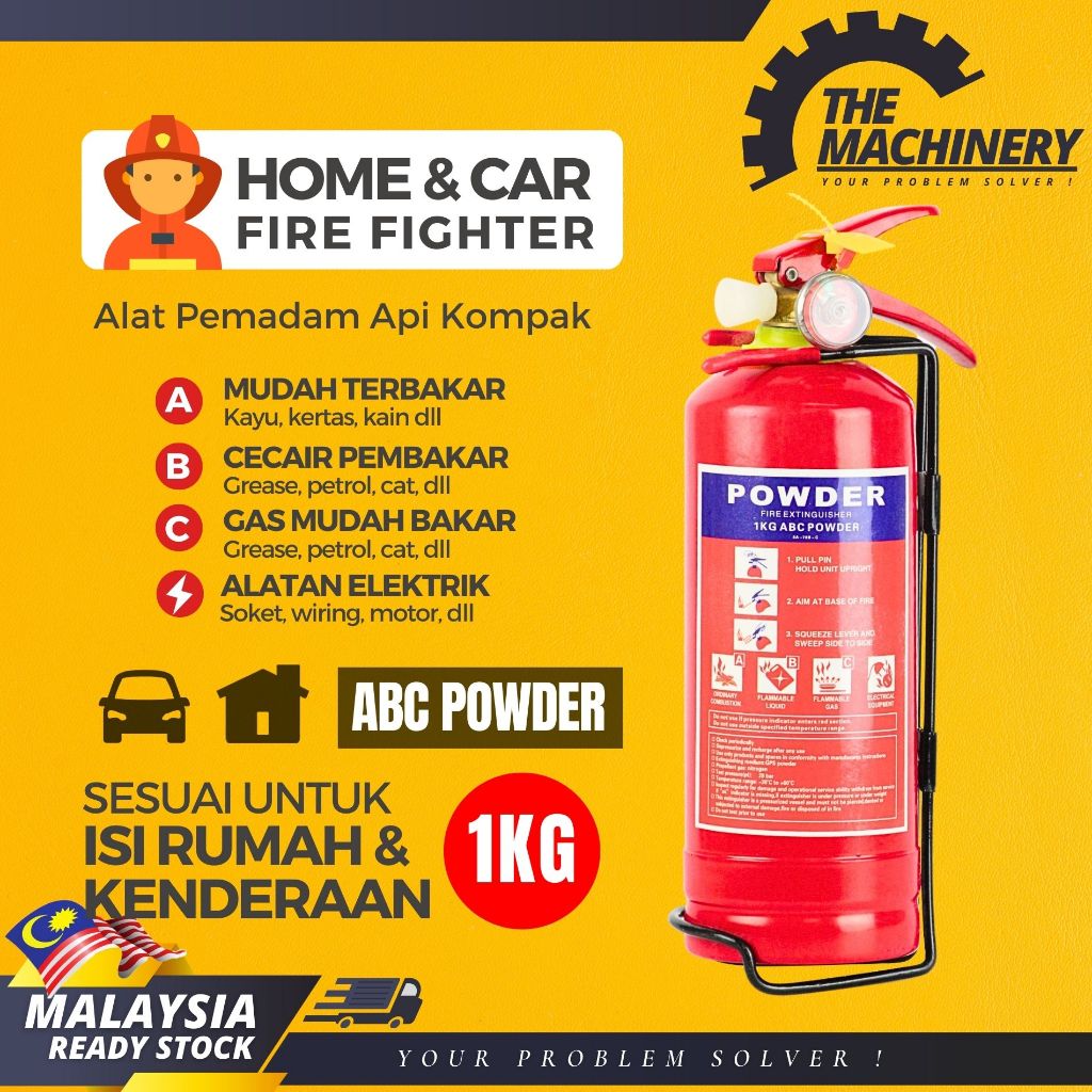 1kg Portable Fire Extinguisher Fire Fighter Alat Pemadam Api Kereta ...
