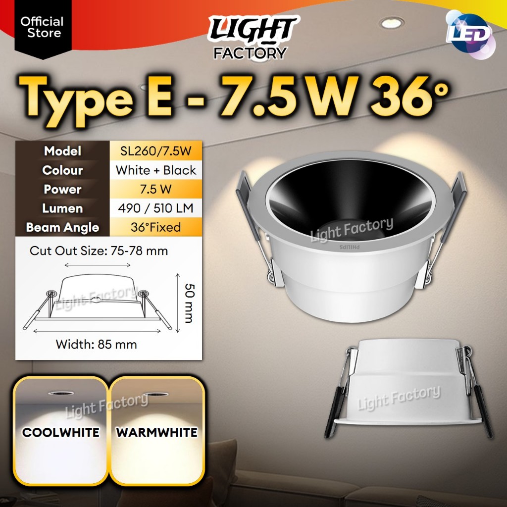 Philips LED Eyeball 59776 Pameron 7W Recess Spotlight SL201 4.5W RS280 SL260 DL260 Ceiling Light ...