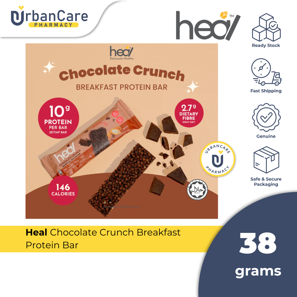 Heal Chocolate Crunch Breakfast Protein Bar (38g) - HALAL | Shopee Malaysia