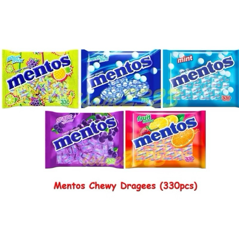 Mentos Chewy Dragees (330pcs) - Menthol Mint / Sour Mix / Grape / Fruit ...