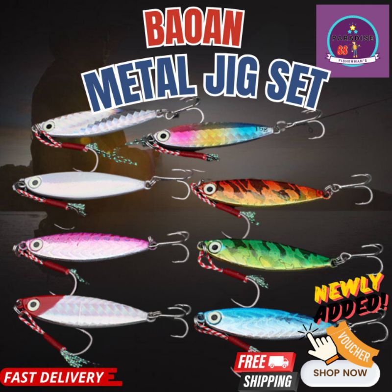 【Baoan Jig Set】Metal jig Micro jig 7g/10g/15g/20g lead fish iron plate umpan casting lure bait ...