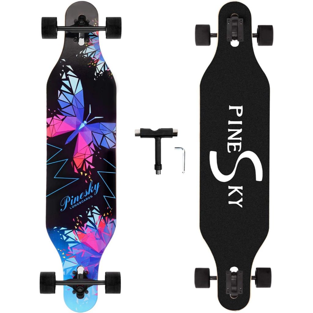 PINESKY 41 Inch Longboard Skateboard 8 Ply Natural Maple Complete ...