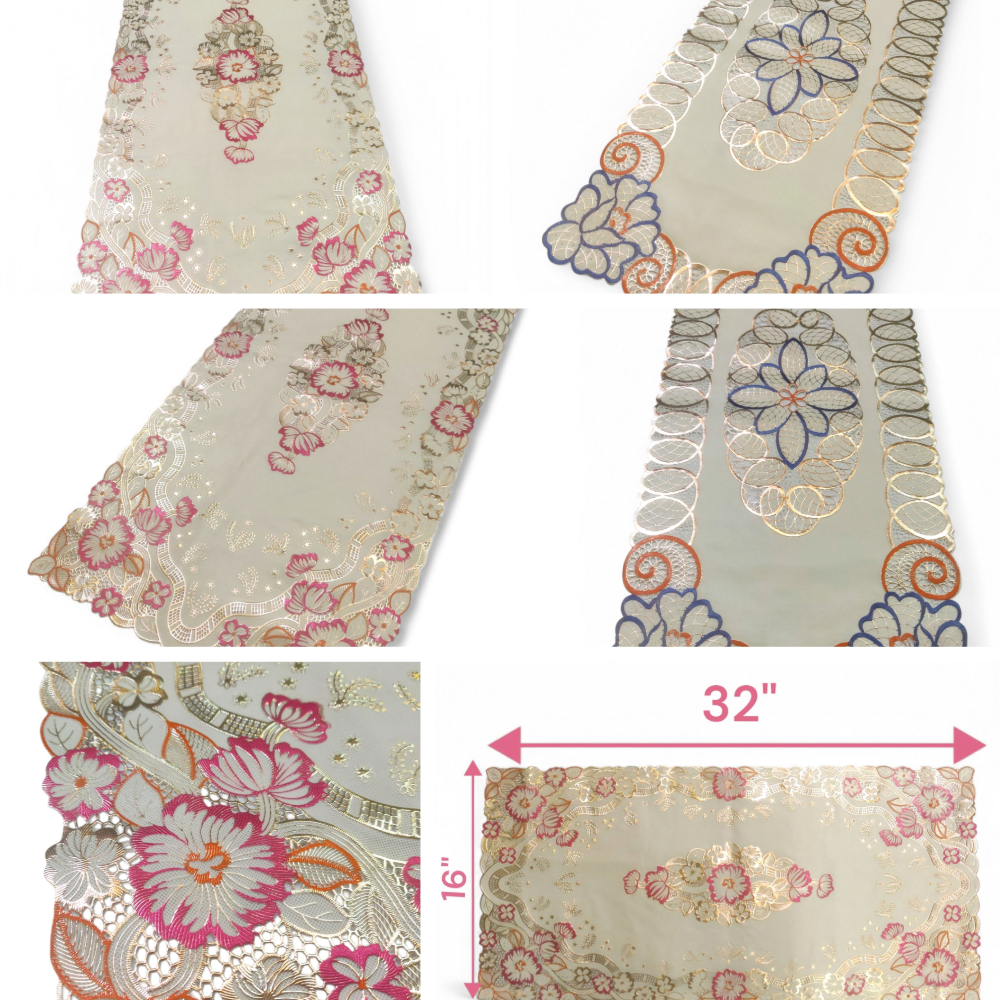 Elegant Embroidered PVC Table Runner / Runner Meja / Taplak Meja ...