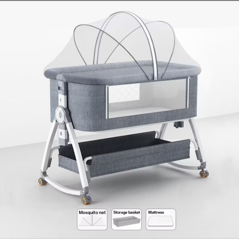 (Promotion) Baby Cot 6 Level Adjustable Bed with Mattress and ...