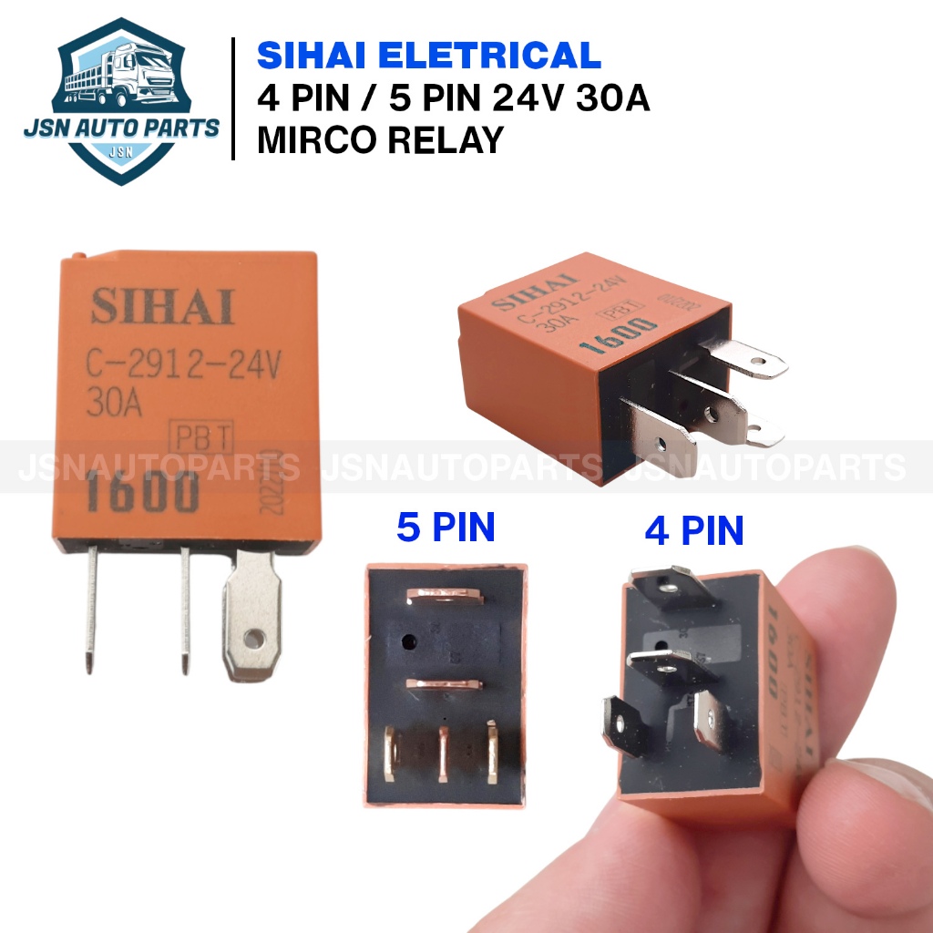 SIHAI 4 PIN / 5 PIN 24V 30A Micro Relay Mini Relay Kecil for SCANIA ...