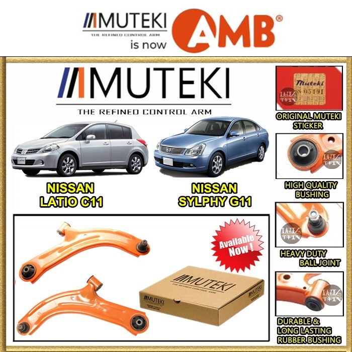Nissan Latio C11 Sylphy G11 Muteki AMB Refined Front Lower Arm (1 Pair ...