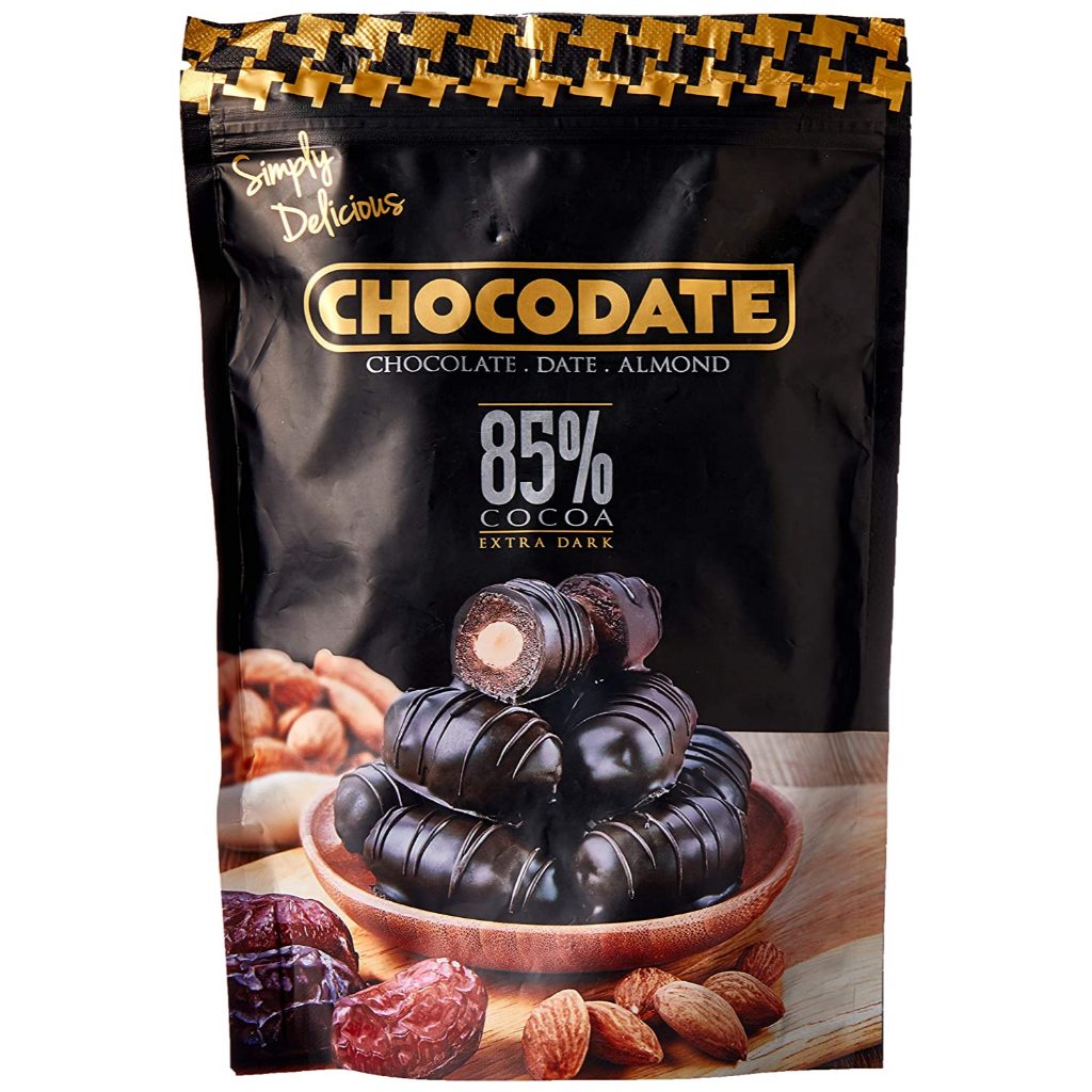 Chocodate Simply Delicious 85% Cocoa Extra Dark Chocolate Almond Dates ...