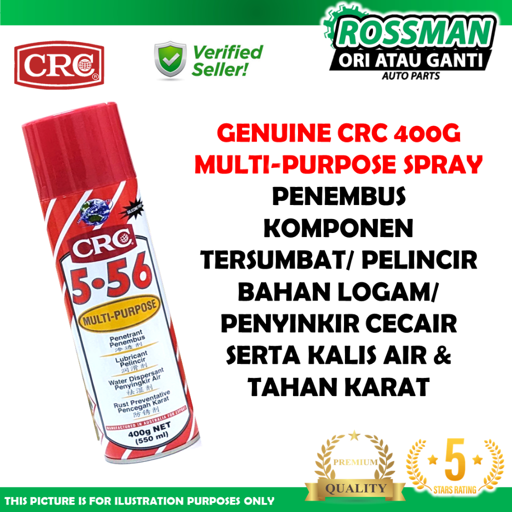 Genuine CRC 5.56 Multi-Purpose Lubricant Spray 400g Penetrate Lubricate ...