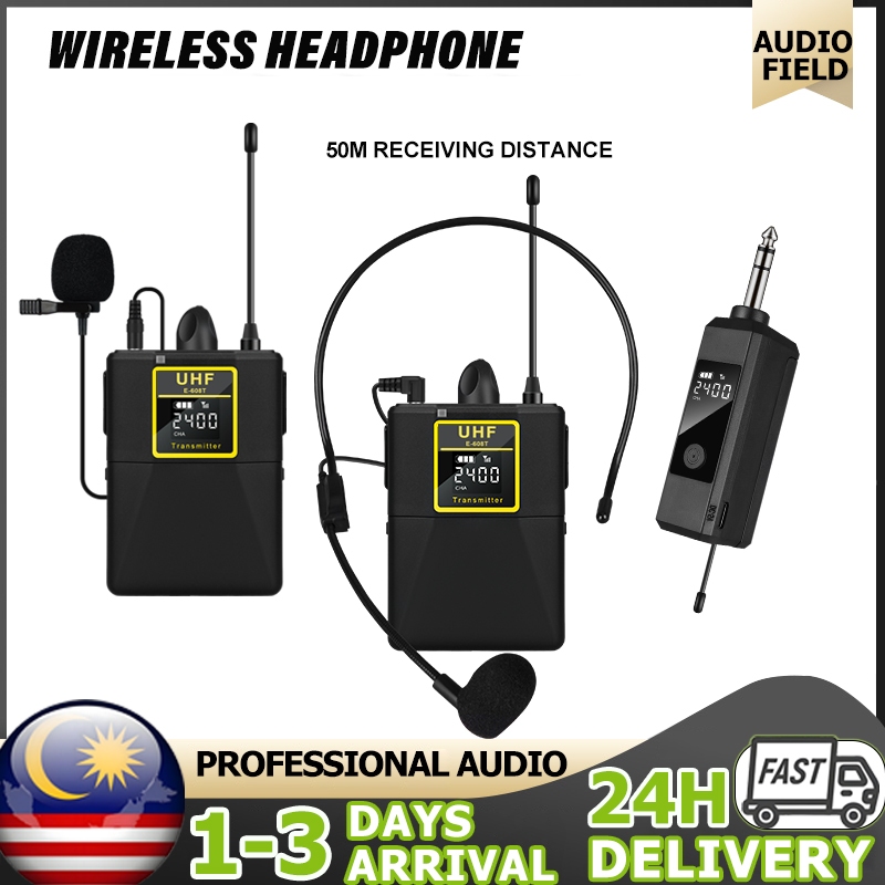 Wireless Microphone Professional Headset Mic Rechargeable Receiver ...