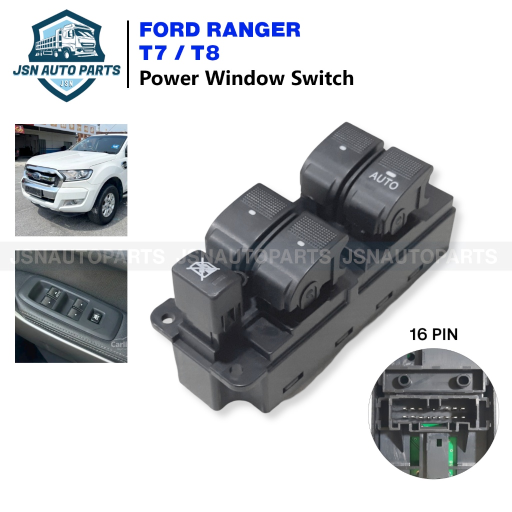 FORD RANGER T7/T8 Master Switch 16 Pin Right Side Power Window Main Switch EB3Z-14-529AC ...