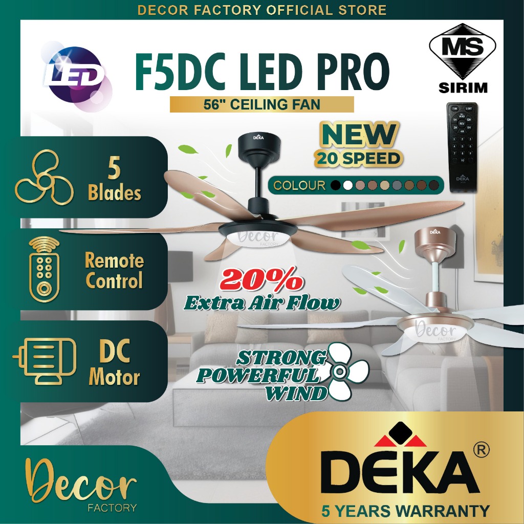 🔥UPGRADED🔥DEKA Fan DEKA F5DC LED PRO 56 Inch 10 Speed Forward + Reverse ...