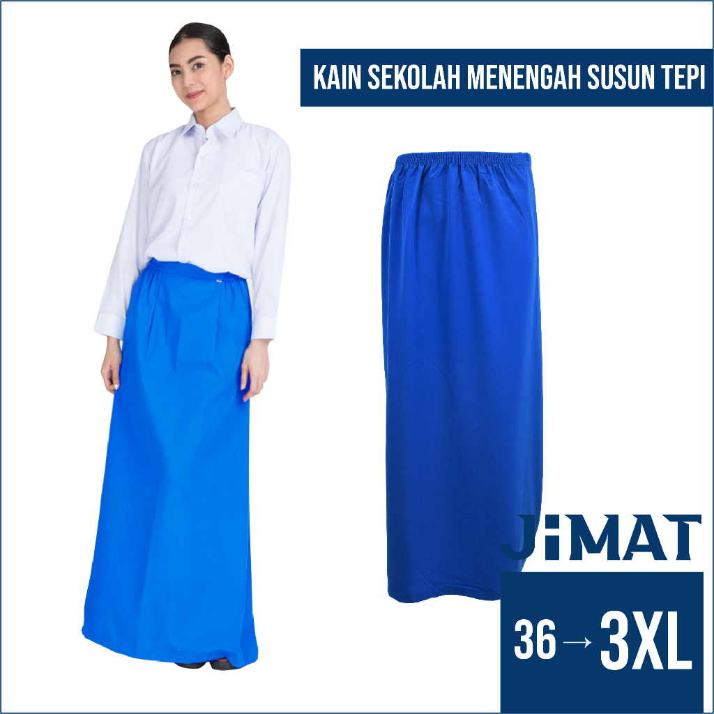 Kain Kurung Biru Muda Sekolah Menengah Koshibo Licin Susun Tepi | Baju ...