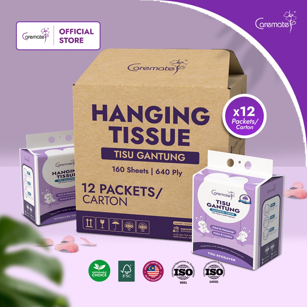 Caremate Hanging Tissue Bottom Pull 1 Carton x 160's x 4 Ply | Pilihan Terbaik untuk Kegunaan ...