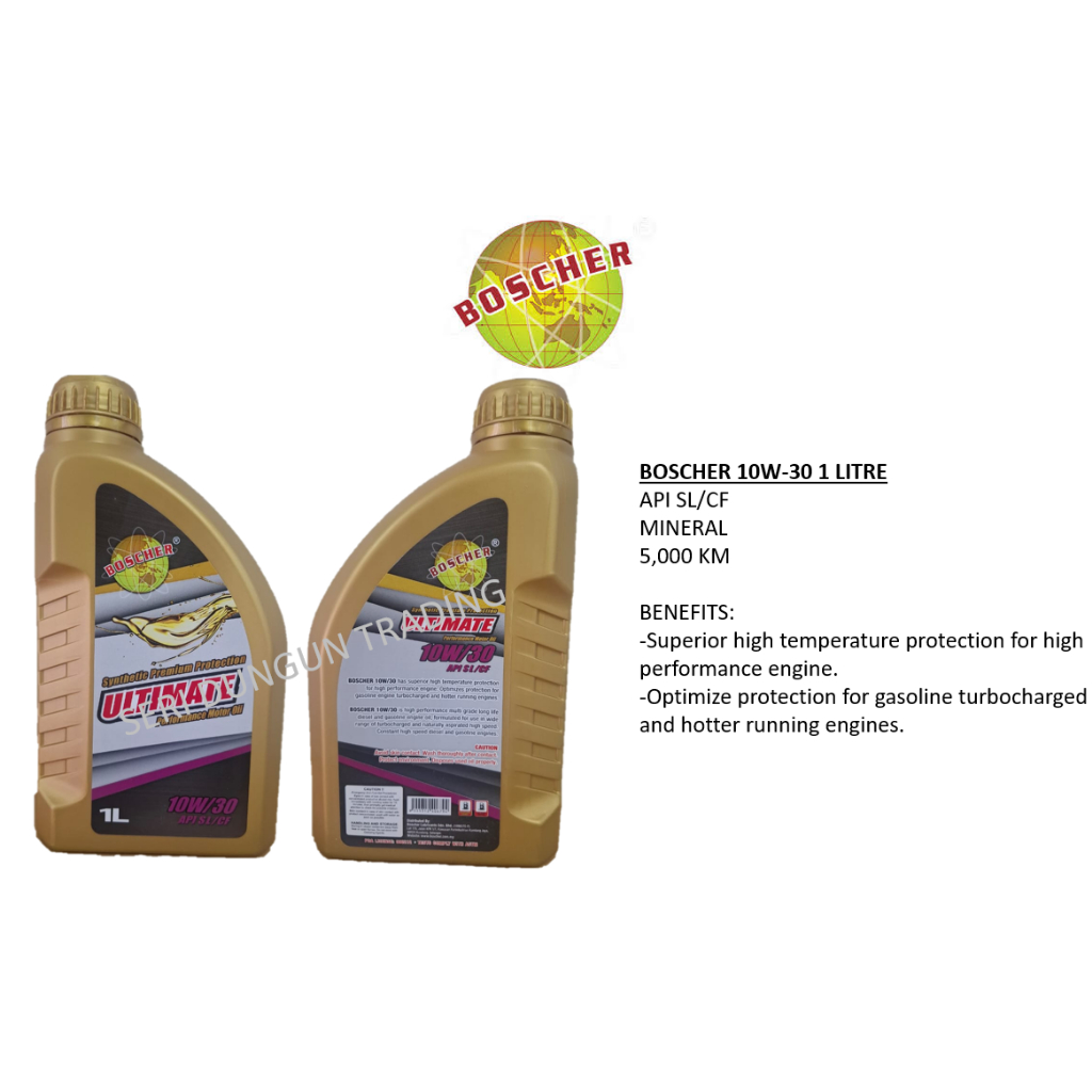 BOSCHER ENGINE OIL 10W30 1 LITER | Shopee Malaysia