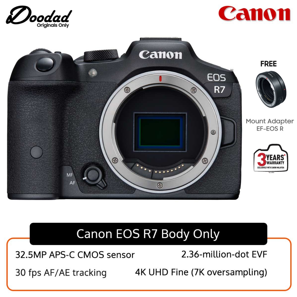 Canon EOS R7 Body Only DSLR Digital Camera FREE EF-EOS R Adapter ...