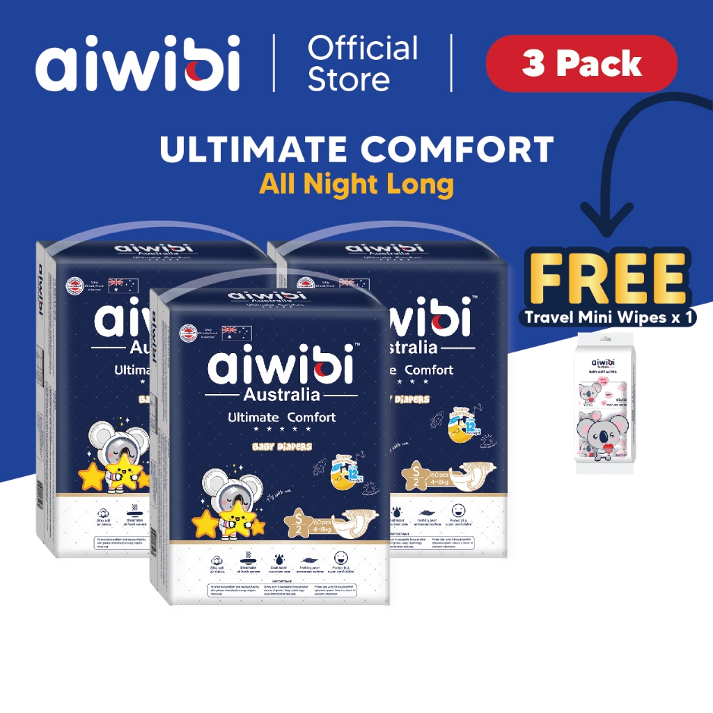 Aiwibi Baby Ultimate Comfort Diapers Tape & Pants (3Pack) FREE Aiwibi ...