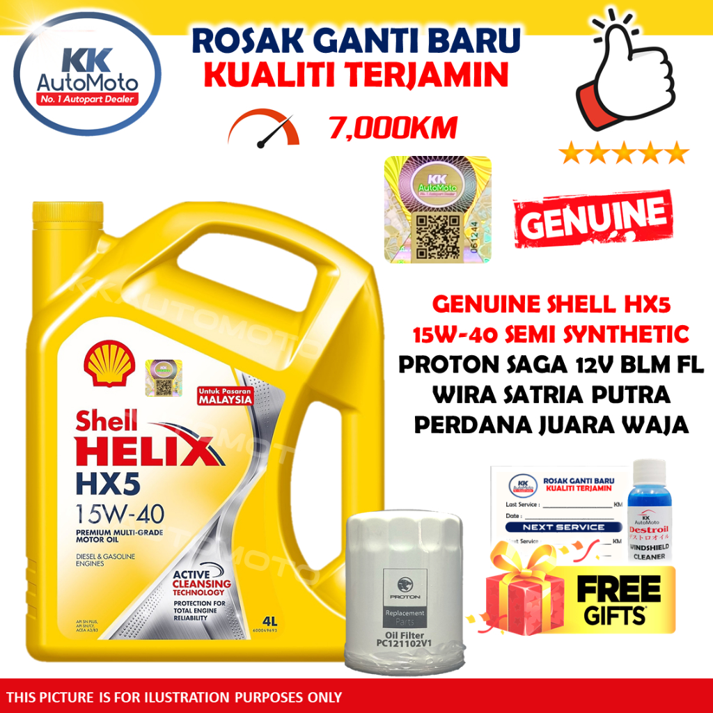 Genuine Shell Helix HX5 Semi Synthetic Minyak Hitam Engine Oil 15W-40 ...