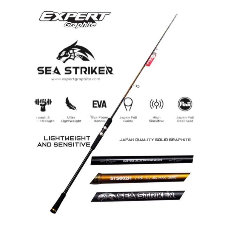 EXPERT GRAPHITE SEA STRIKER SOLID JIGGING FISHING ROD PE4 | Shopee Malaysia