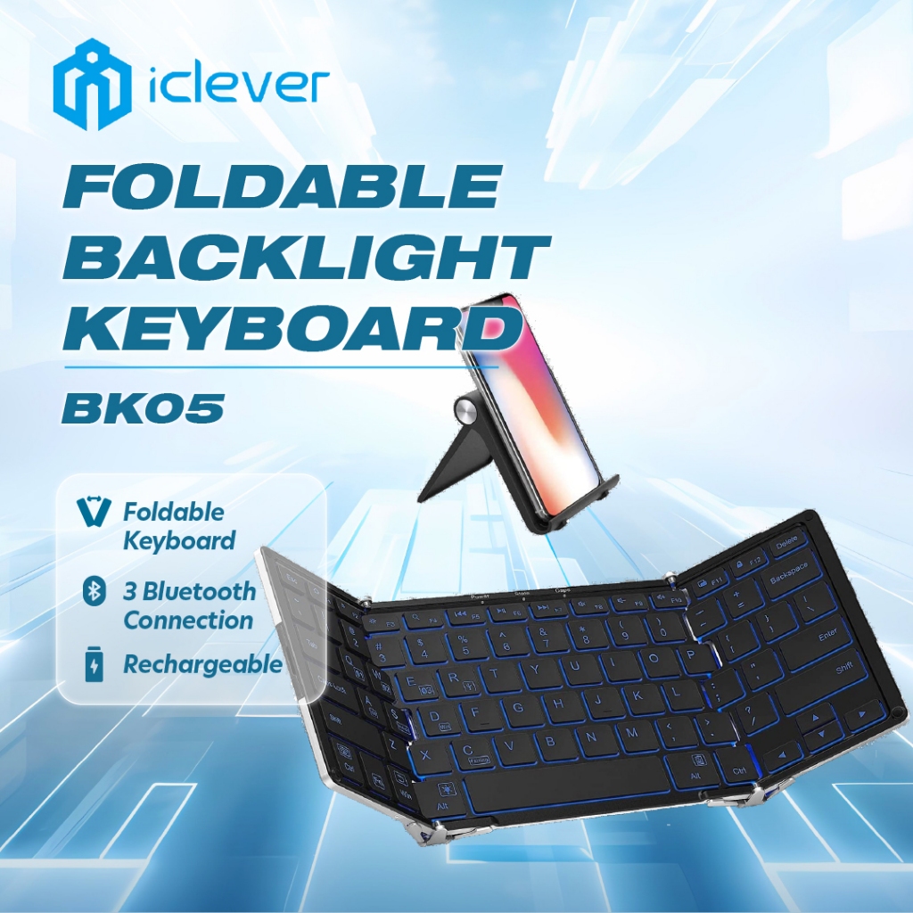 iClever BK05 Bluetooth Keyboard with 3-Color Backlight, Bluetooth 5.1 ...