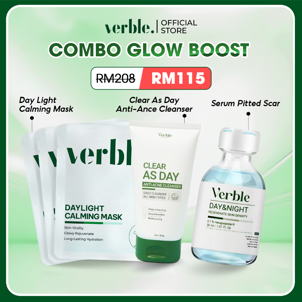 VERBLE Combo Glow Boost Serum Pitted Scar Verble + Acne Cleaner Anti ...