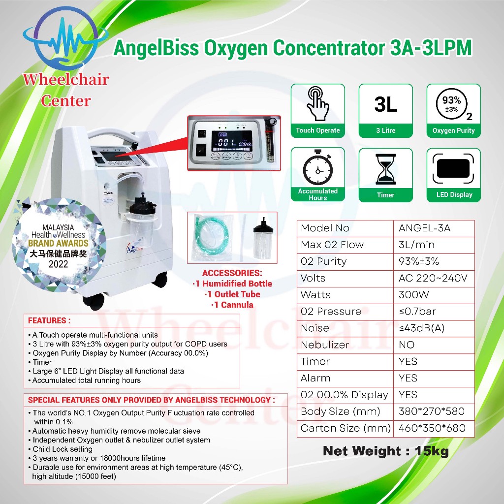 Angelbiss Oxygen Concentrator 3A - 3LPM (OXY-SZ3A-3) | Shopee Malaysia