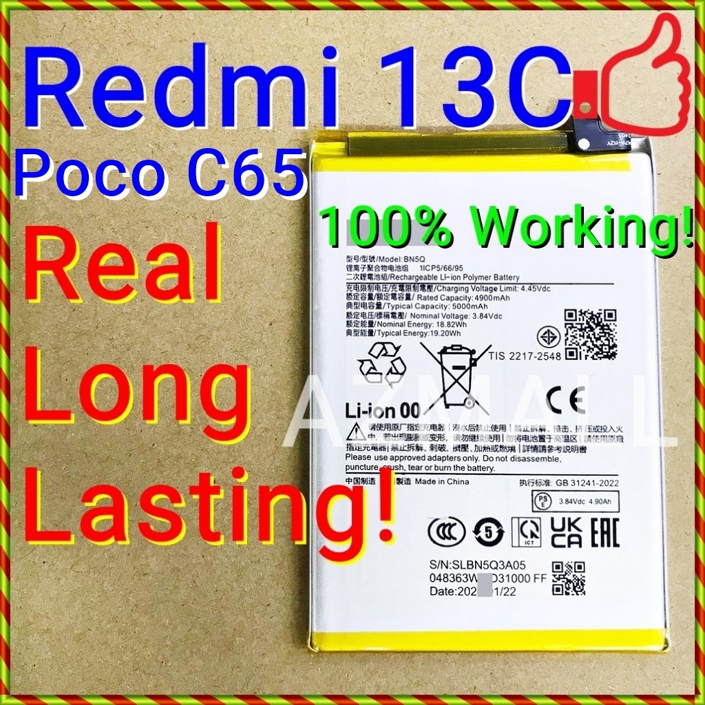 (18W Fast Charge) NEW ORI Long Lasting Stable Battery BN5Q for XIAOMl ...