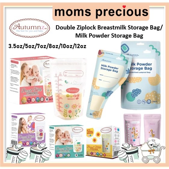 Autumnz Double Ziplock Breastmilk Storage Bags / Milk Powder Storage ...