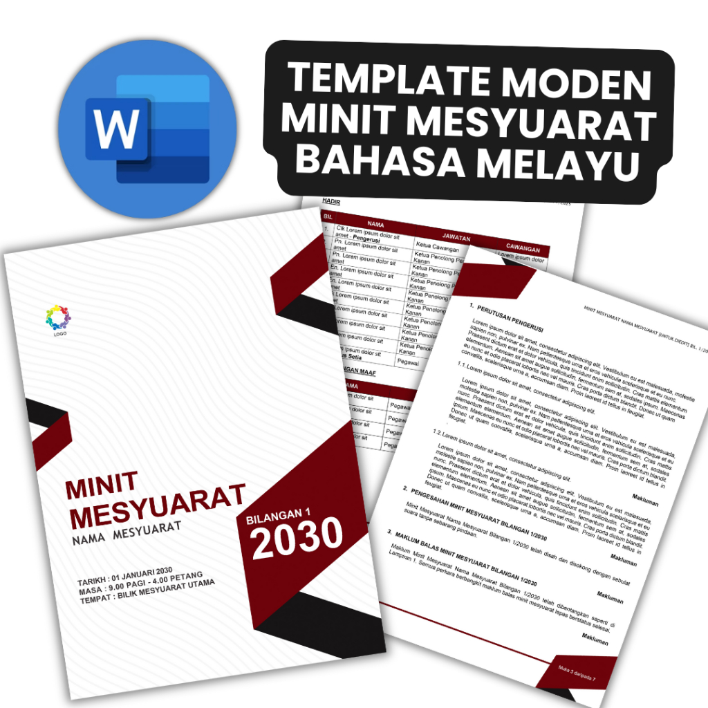 Template Minit Mesyuarat Design Modern Elegance Format Microsoft Word ...