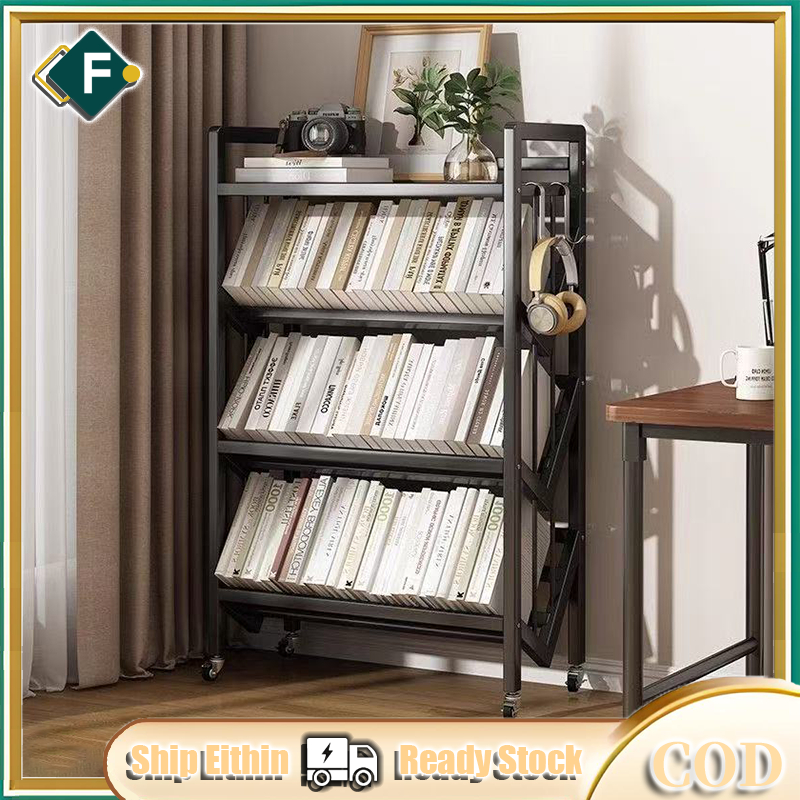Bookshelf Almari Buku Steel Metal Book Rack Rak Buku Besi 2/3/4/5Tier ...