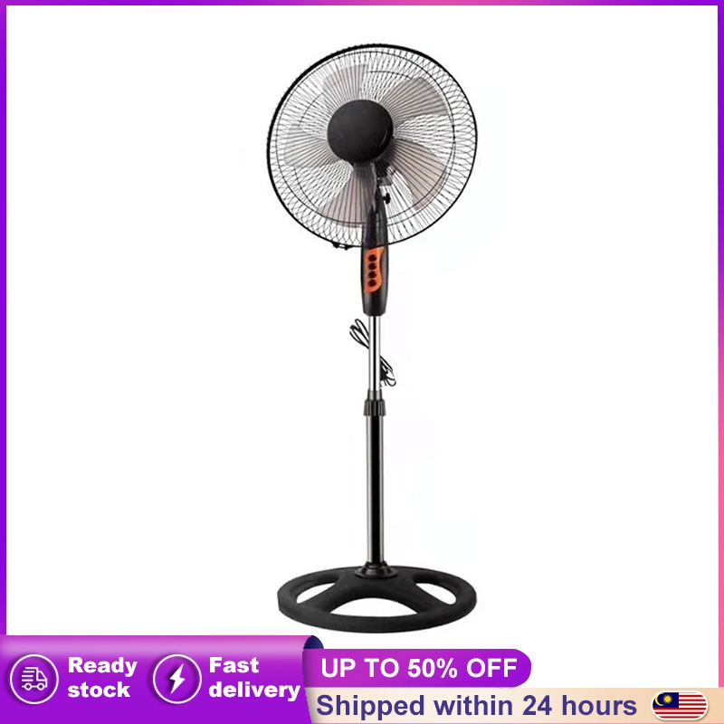 【aihome】 16 inch Stand Fan Floor Fan 3 Speed Mode 5 blades Kipas ...