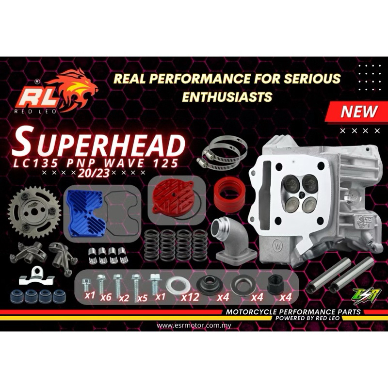 RED LEO HEAD LC CNC PORTING PNP WAVE 125 RED LEO | Shopee Malaysia