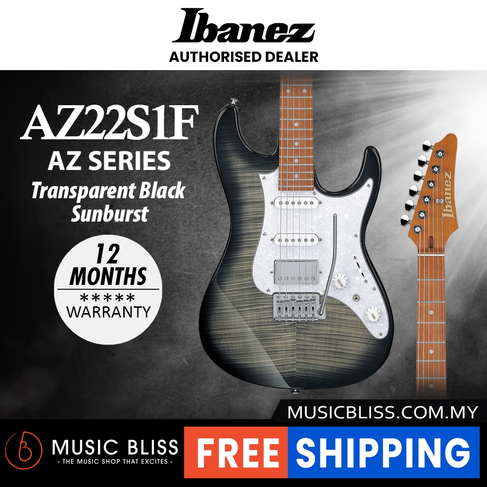 Ibanez Standard AZ22S1F Electric Guitar - Transparent Black Sunburst ...